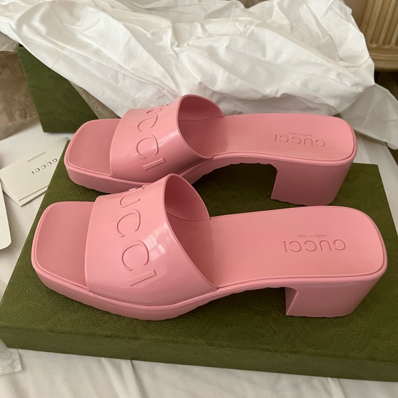 Gucci | Shoes | Pink Gucci Platform Slides | Poshmark